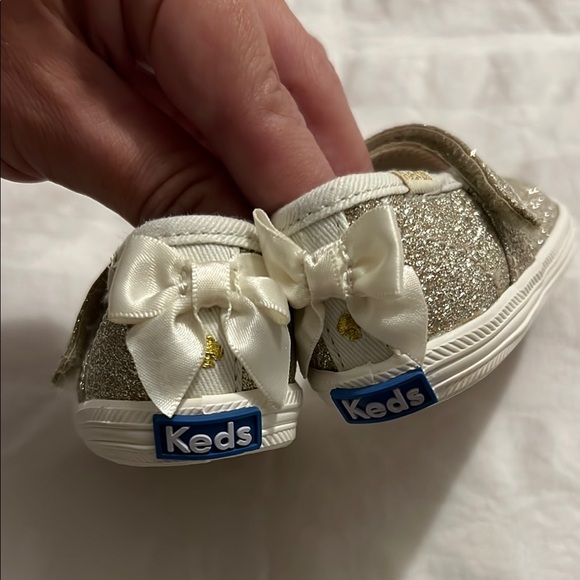Keds | Shoes | Kate Spade X Keds White And Gold Baby Walker Shoes ...